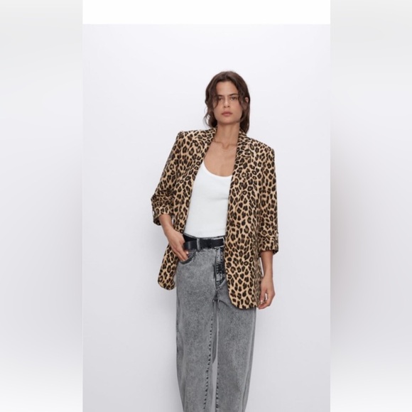Zara | Jackets & Coats | Zara Leopard Print Open Concept Blazer | Poshmark